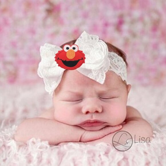 unbranded | Accessories | Elmo Headband White Lace Sesame Street Bow ...